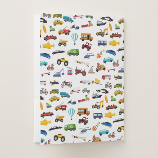 Little Boy Things That Move Vehicle Car School Pocket Folder | Zazzle