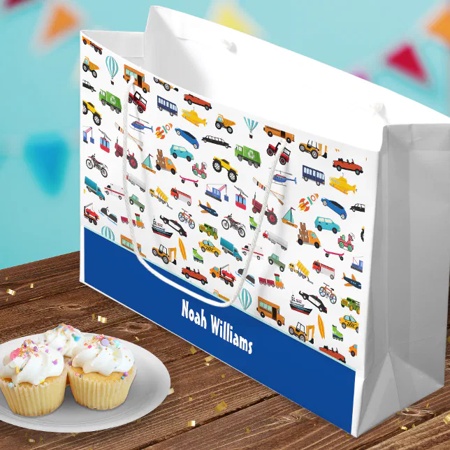 Little Boy Things That Move Vehicle Cars Kid Large Gift Bag | Zazzle