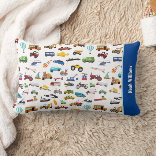 Little Boy Things That Move Vehicle Cars Kid Lumbar Pillow | Zazzle