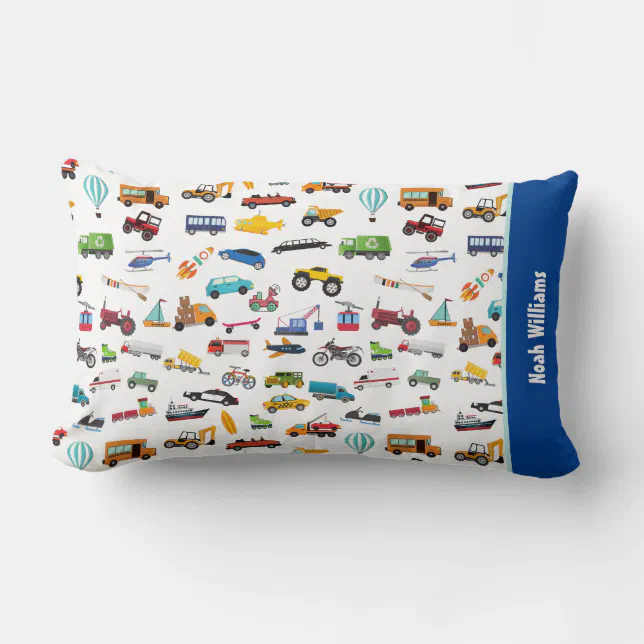 Little Boy Things That Move Vehicle Cars Kid Lumbar Pillow | Zazzle