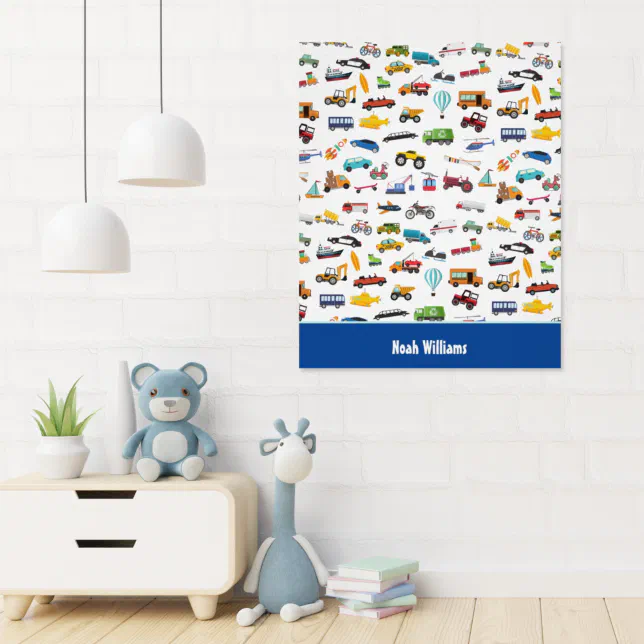 Little Boy Things That Move Vehicle Cars Kid Poster | Zazzle