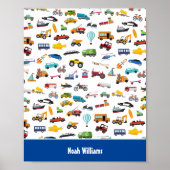 Little Boy Things That Move Vehicle Cars Kid Poster | Zazzle