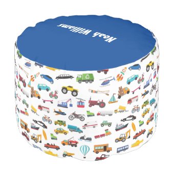 Little Boy Things That Move Vehicle Cars Kid Pouf | Zazzle
