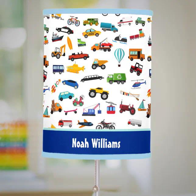 Little Boy Things That Move Vehicle Cars Kid Table Lamp | Zazzle