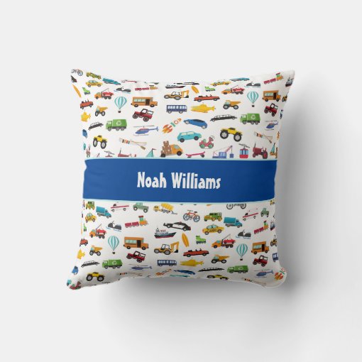 Little Boy Things That Move Vehicle Cars Kid Throw Pillow | Zazzle