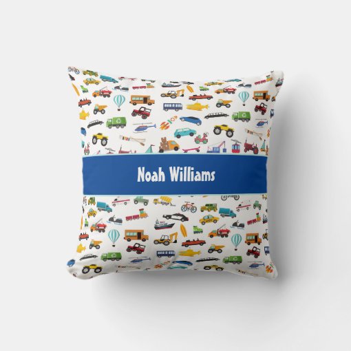Little Boy Things That Move Vehicle Cars Kid Throw Pillow | Zazzle