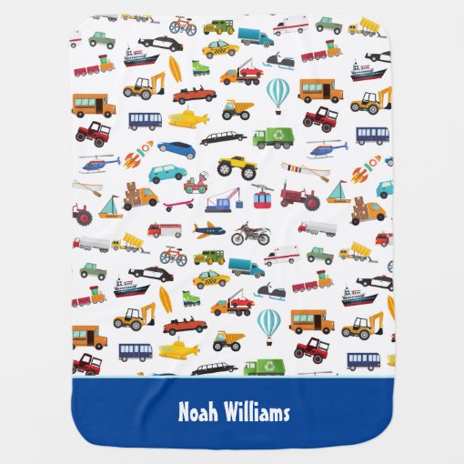 Little Boy Things That Move Vehicle Cars Pattern Baby Blanket | Zazzle