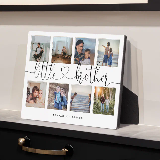 Little Brother Script Brothers Gift Photo Collage Plaque | Zazzle