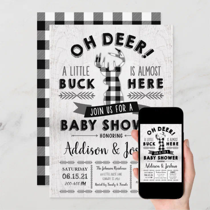 Little Buck Deer Baby Boy Shower Invitation | Zazzle