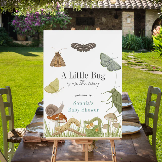 Little Bug Insects Mushroom Baby Shower Welcome Foam Board | Zazzle