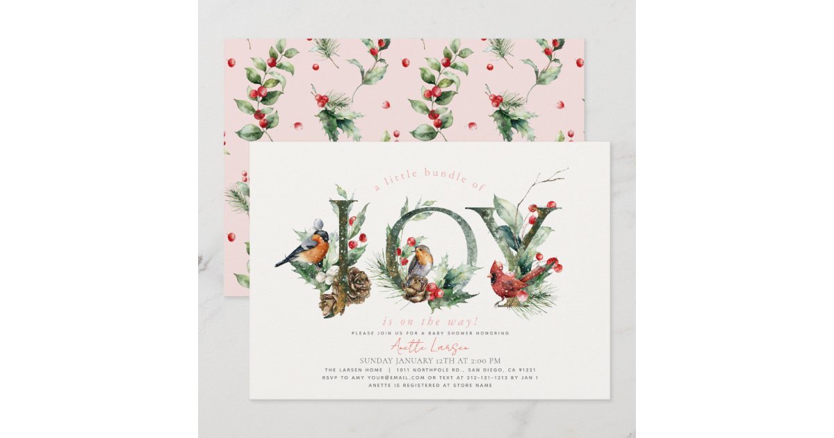 Little Bundle of Joy Birds Pink Girl Baby Shower Invitation | Zazzle