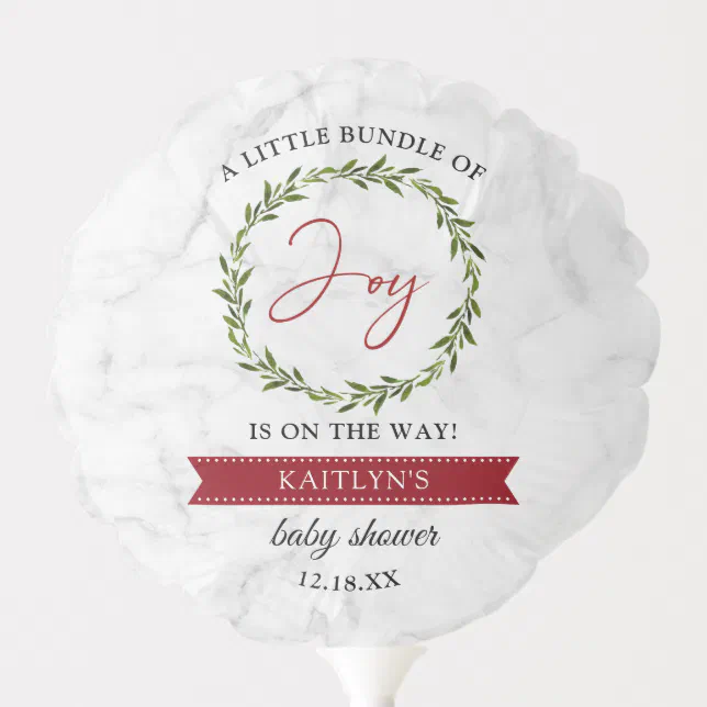 Little Bundle Of Joy Christmas Baby Shower Balloon | Zazzle