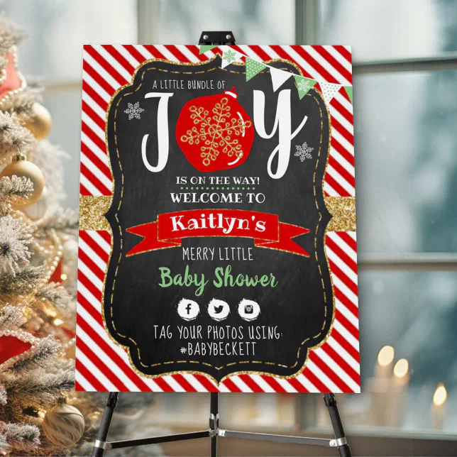 "Little Bundle Of Joy" Christmas Baby Shower Foam Board | Zazzle