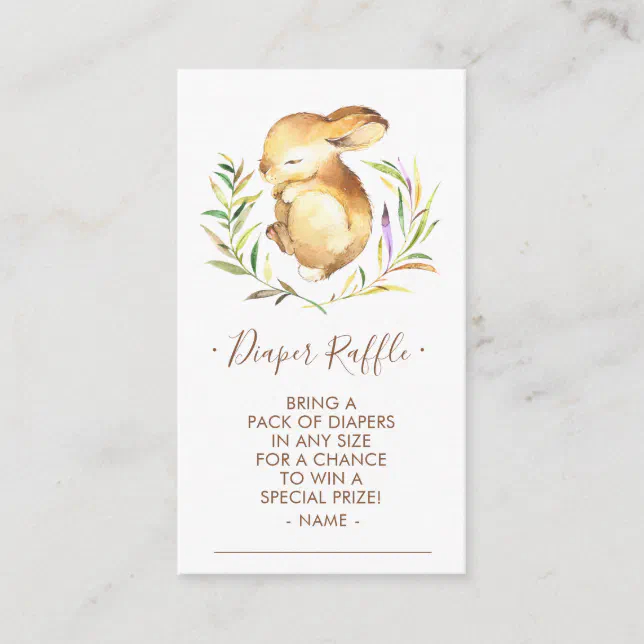 Little Bunny Baby Shower Diaper Raffle Ticket Enclosure Card | Zazzle
