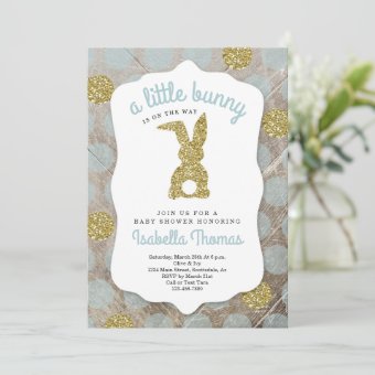 Little Bunny Easter Theme Baby Shower for Boy Invitation | Zazzle