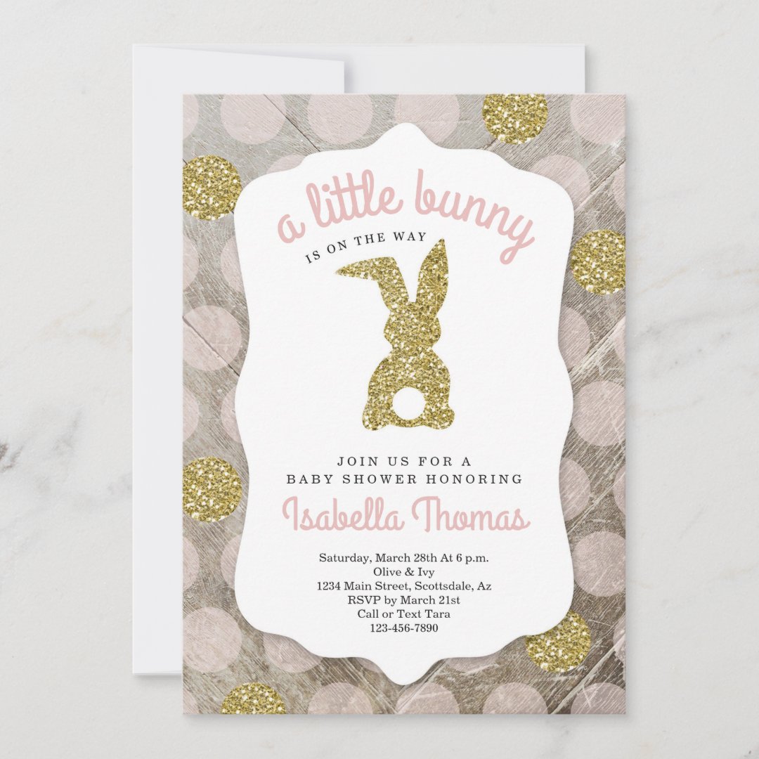 Little Bunny Easter Theme Baby Shower for Girl Invitation | Zazzle