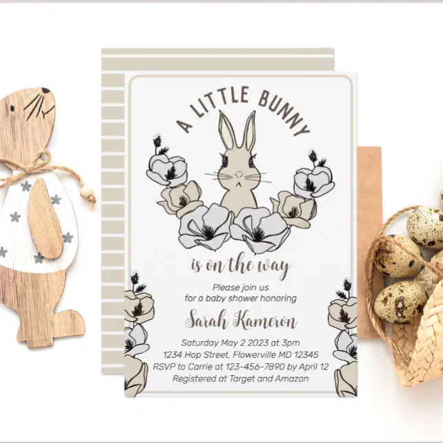 Little Bunny Gender Neutral Baby Shower Invitation | Zazzle