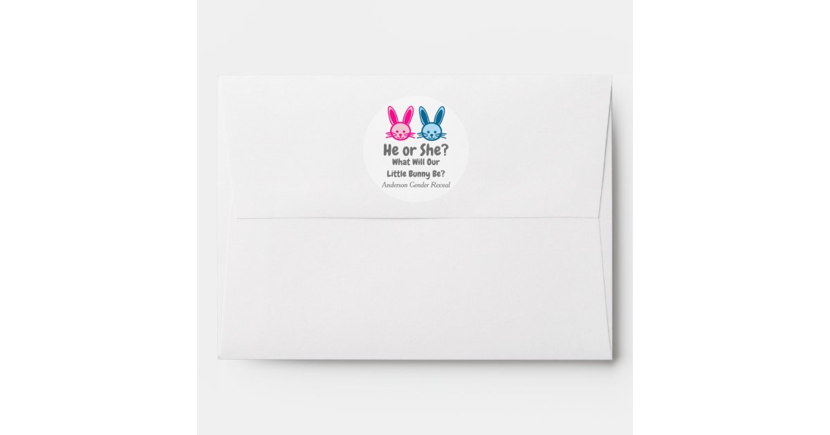 Little Bunny Gender Reveal Envelope | Zazzle