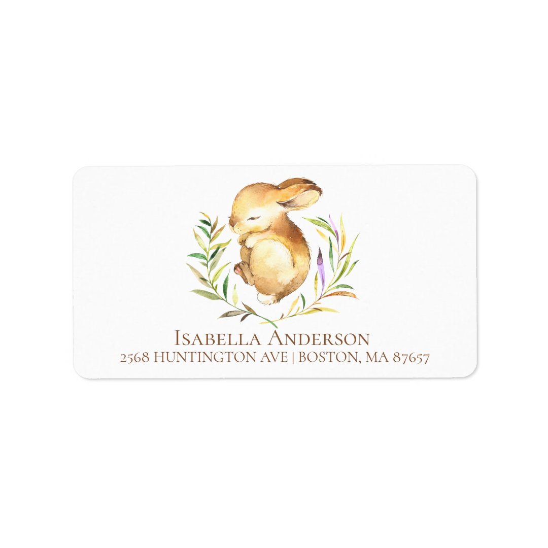Little Bunny Neutral Baby Shower Address Label | Zazzle
