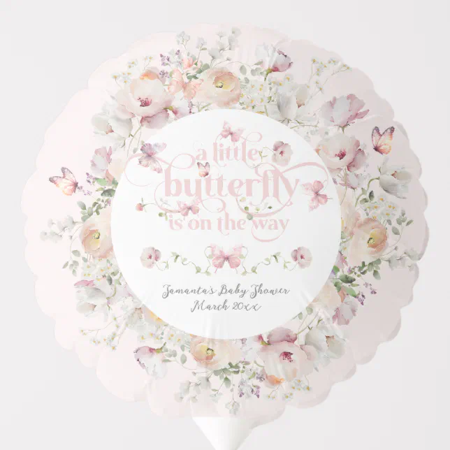 Little Buterfly Blush Pink Floral Girl Baby Shower Balloon | Zazzle