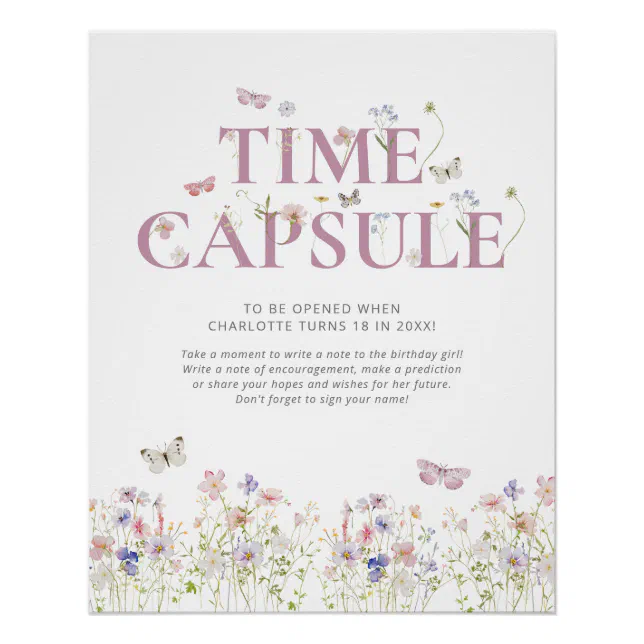 Little Butterfly 1st Birthday Time Capsule Poster | Zazzle