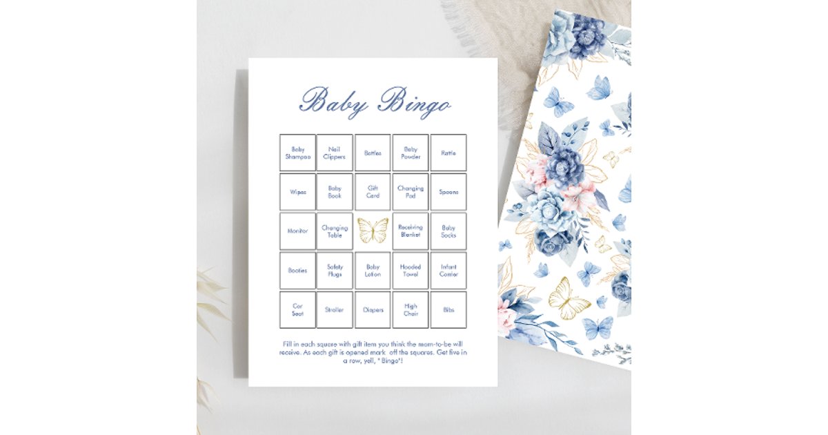 Little Butterfly Baby Bingo Baby Shower Game | Zazzle