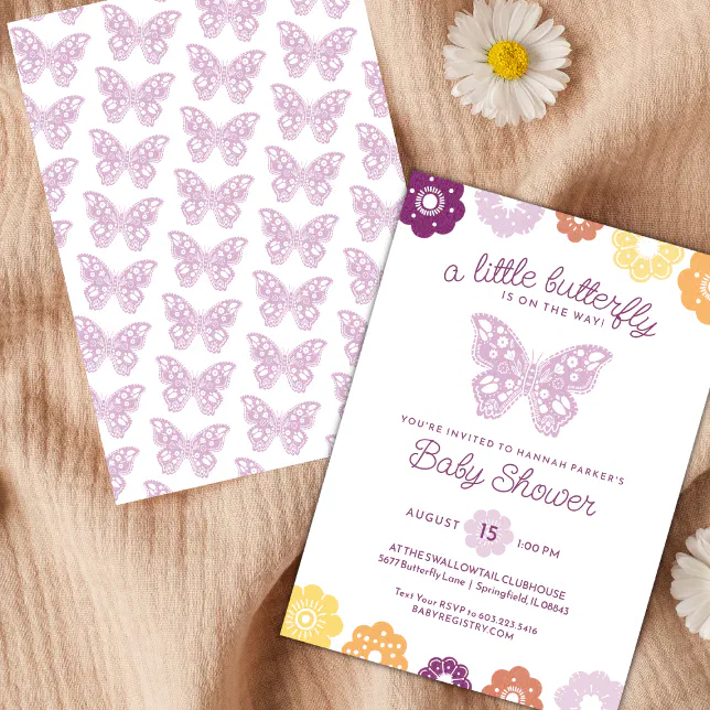 Little Butterfly Baby Shower Invitation | Zazzle