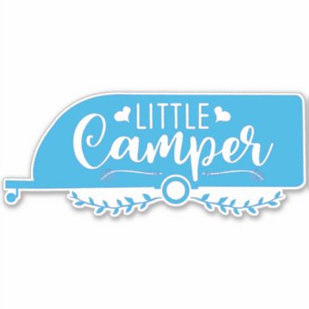 Little Camper, Blue Caravan, Cute Trailer Sticker | Zazzle