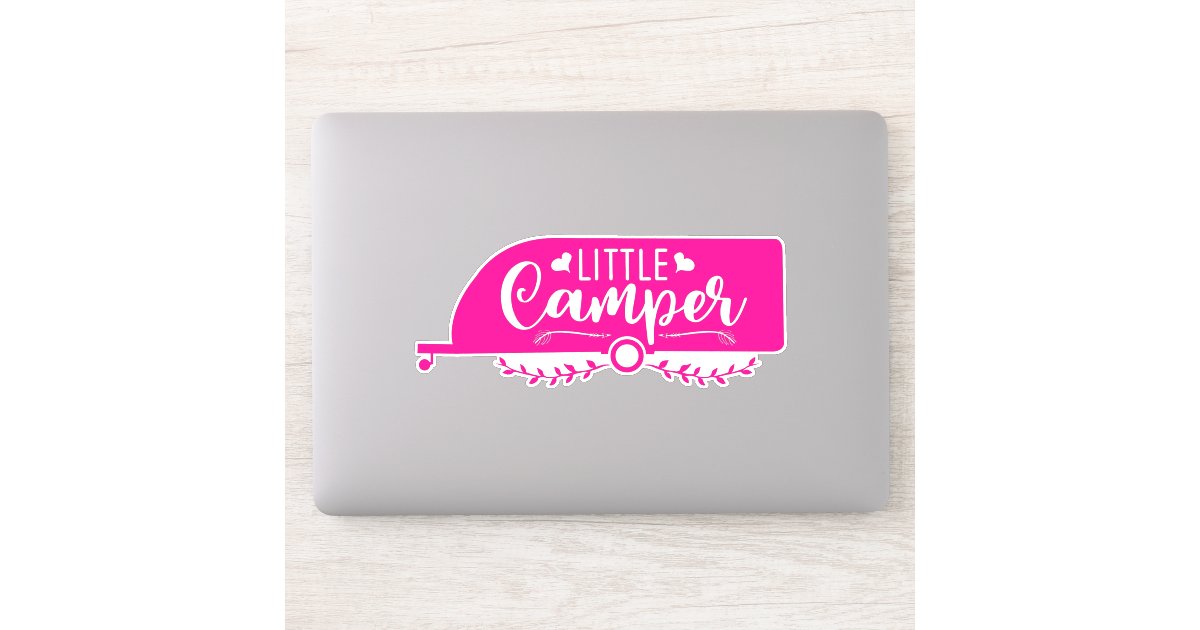 Little Camper Cute Girly Pink Camping Trailer Sticker | Zazzle