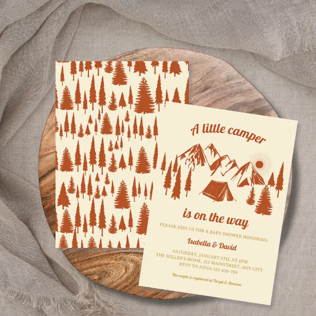 Little Camper Forest Camping Baby Shower Invitation | Zazzle