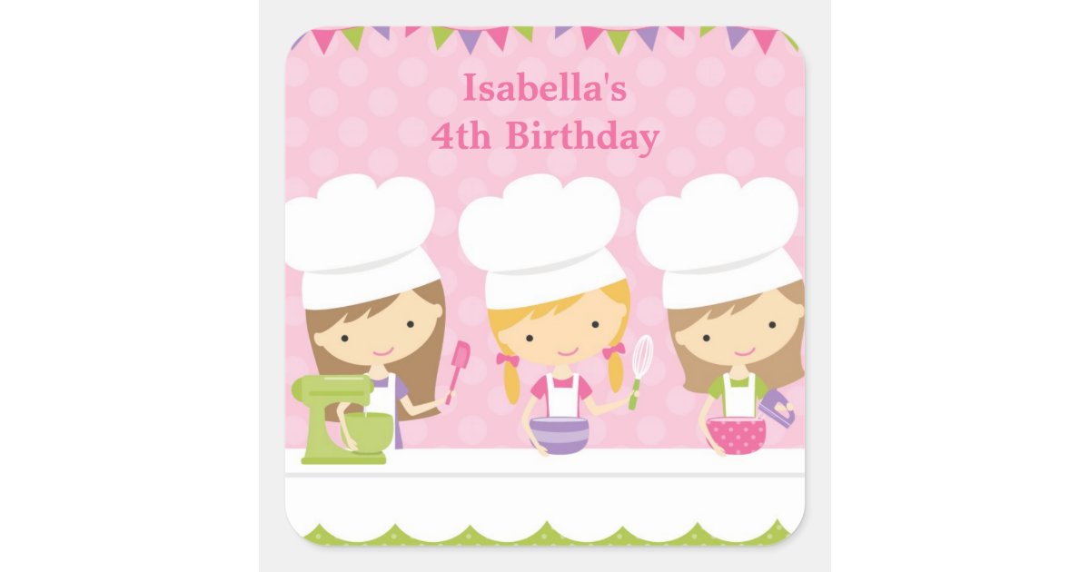 Little Chef Baking Birthday Party Stickers | Zazzle