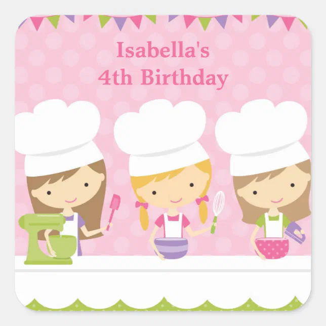Little Chef Baking Birthday Party Stickers | Zazzle