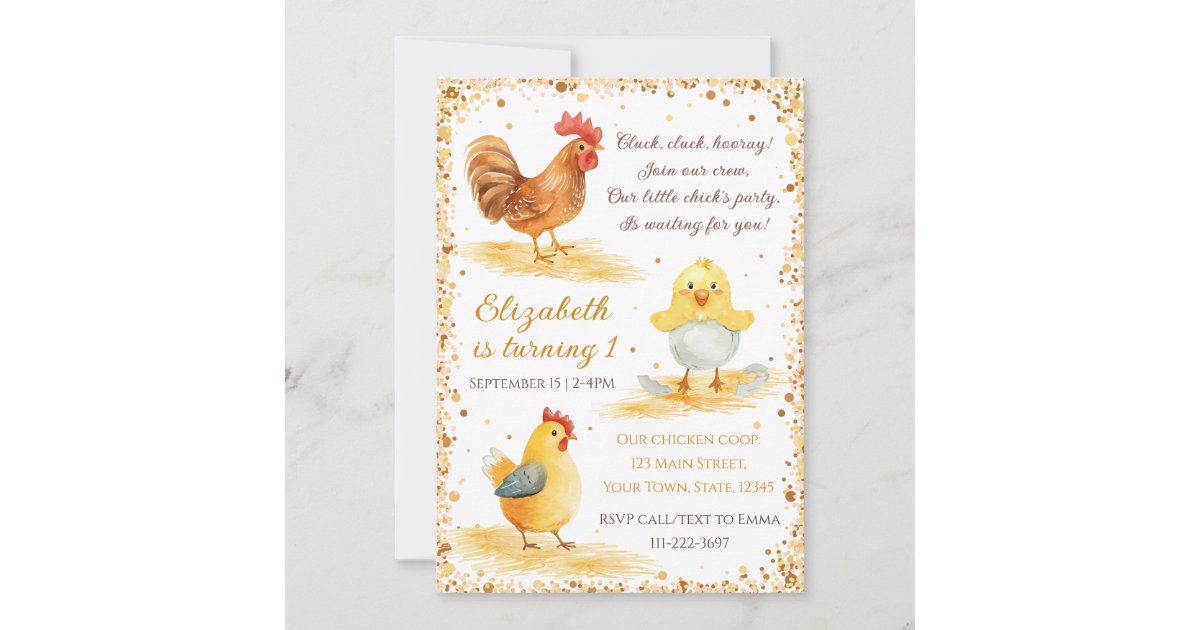 Little Chicken Birthday Party Invitation | Zazzle