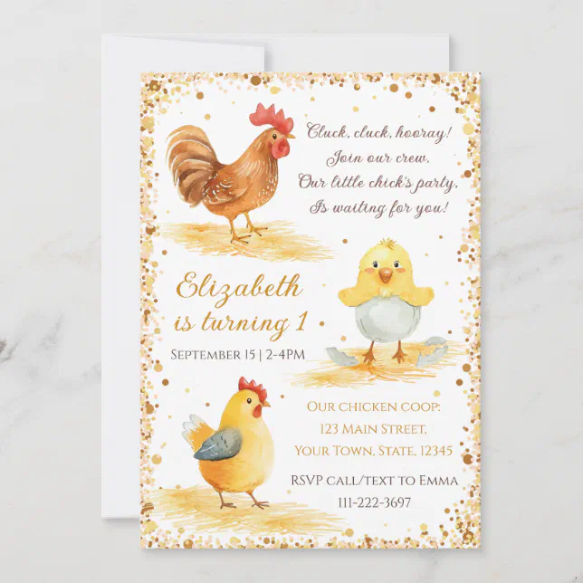 Little Chicken Birthday Party Invitation | Zazzle