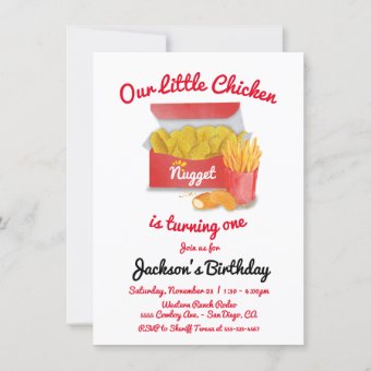 Little Chicken Nugget Birthday Party Invitation | Zazzle