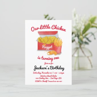 Little Chicken Nugget Birthday Party Invitation | Zazzle