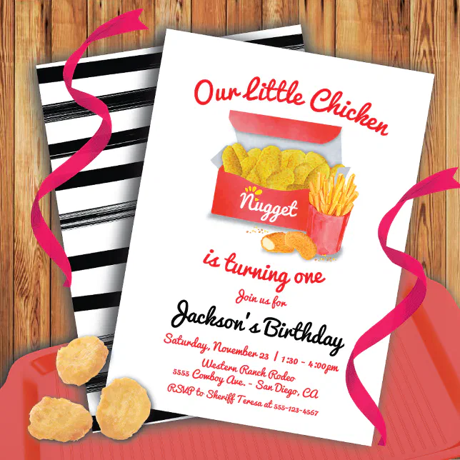 Little Chicken Nugget Birthday Party Invitation | Zazzle