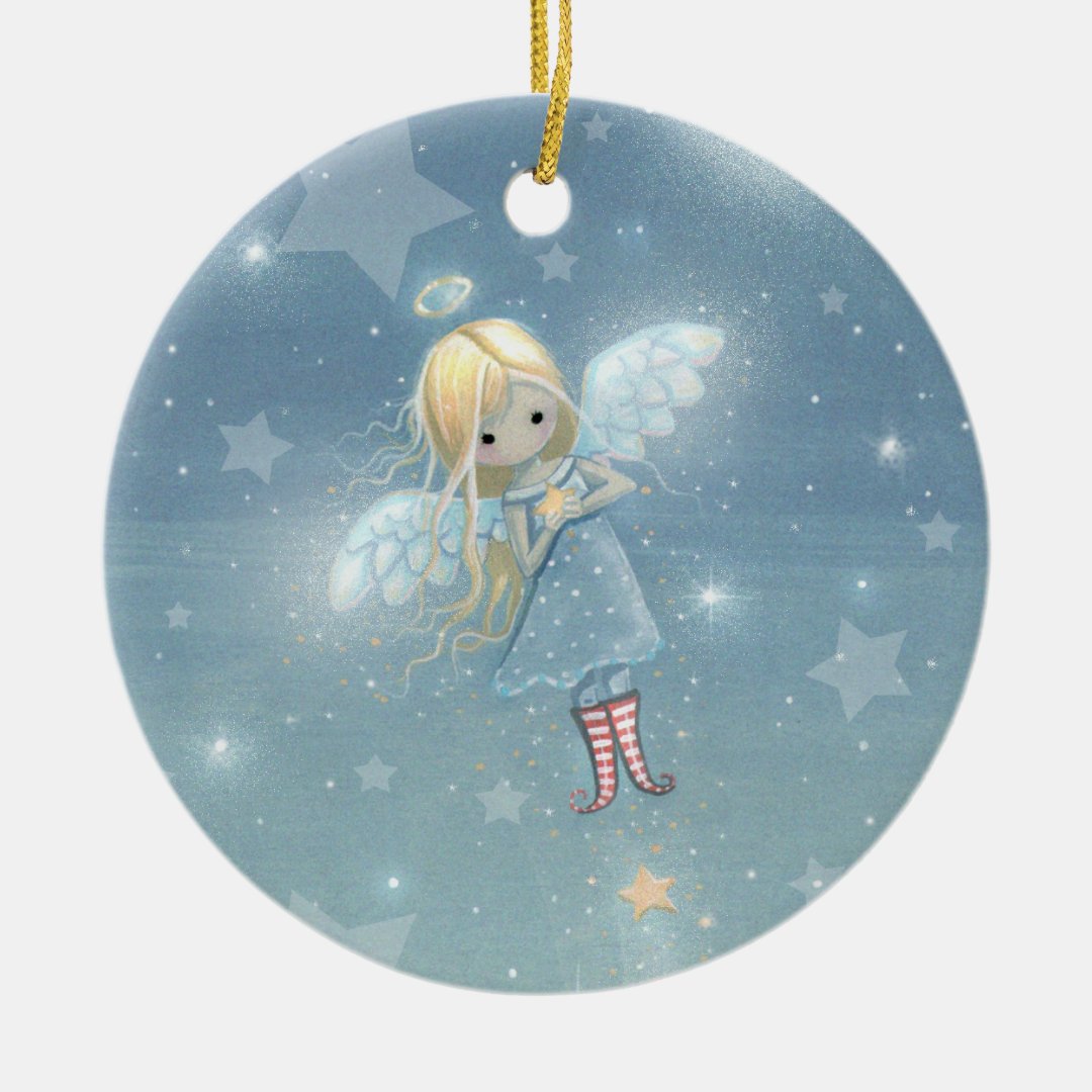 Little Christmas Star Angel Ornament | Zazzle