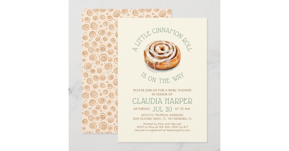 Little Cinnamon Roll Baby Shower Invitation | Zazzle