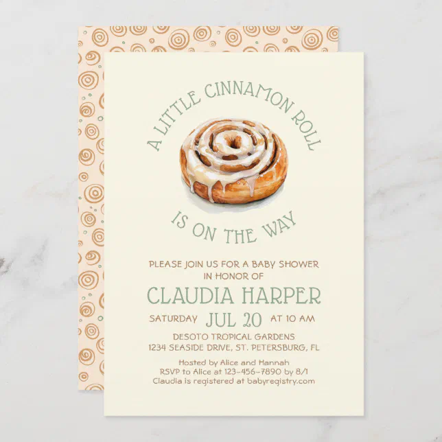 Little Cinnamon Roll Baby Shower Invitation | Zazzle