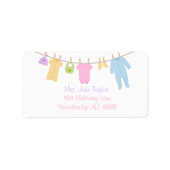 Little Clothes Baby Shower Return Address Labels | Zazzle