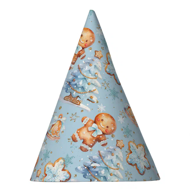 Little Cookie Gingerbread man boy blue Birthday Party Hat | Zazzle