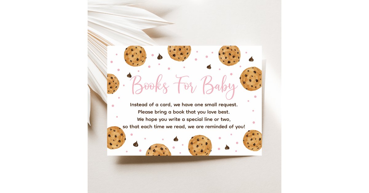 Little Cookie Pink Girl Baby Shower Book Request Enclosure Card | Zazzle