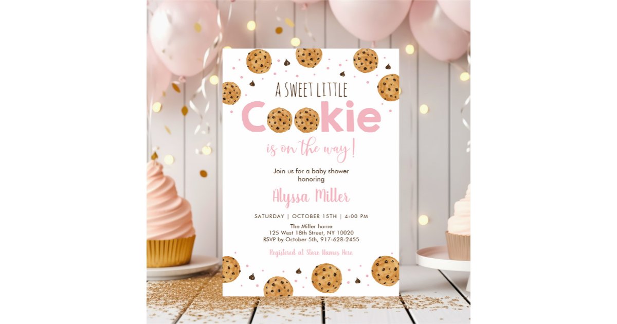 Little Cookie Pink Girl Baby Shower Invitation | Zazzle