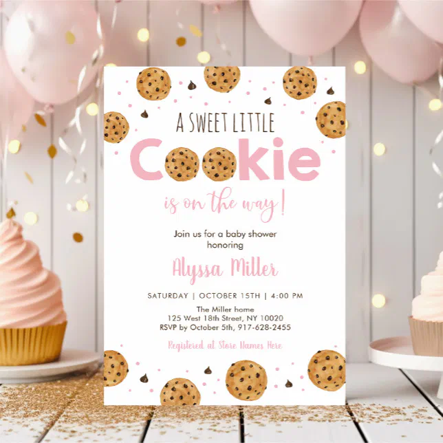Little Cookie Pink Girl Baby Shower Invitation | Zazzle