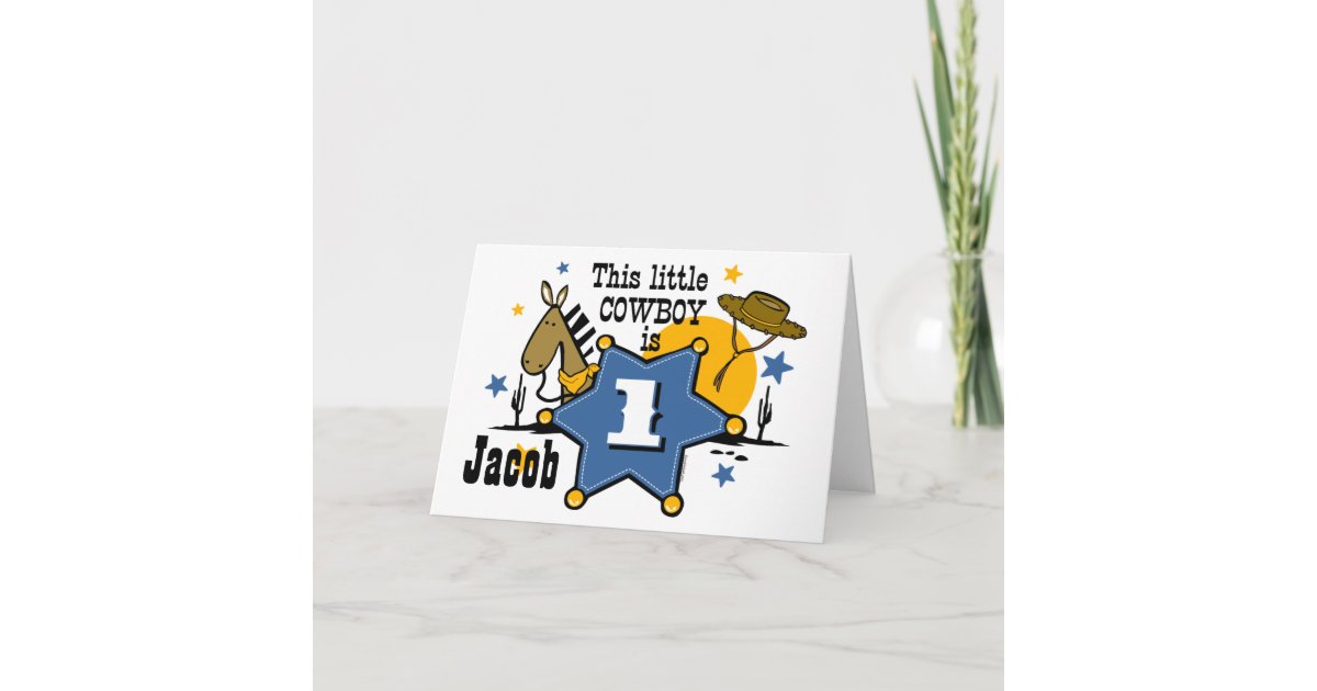 Little Cowboy 1st Birthday Card | Zazzle