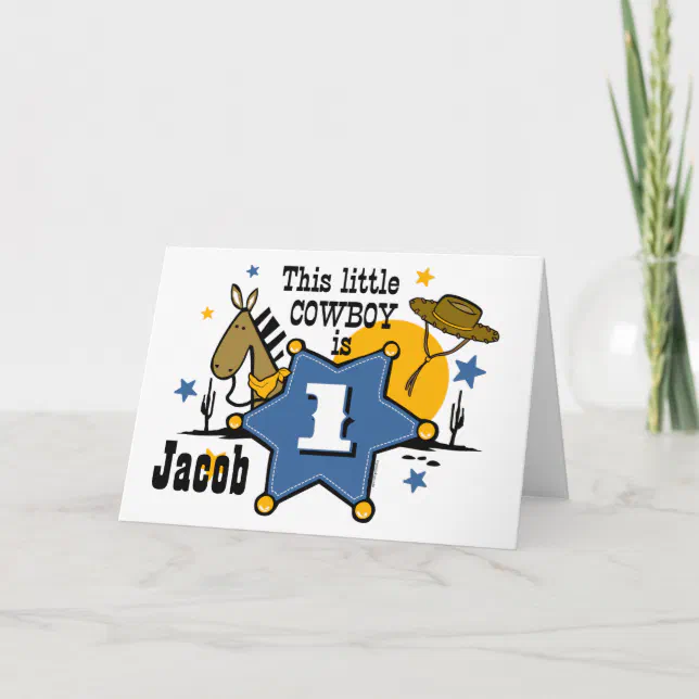 Little Cowboy 1st Birthday Card | Zazzle