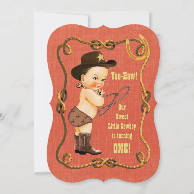 Little Cowboy 1st Birthday Party Invitation | Zazzle