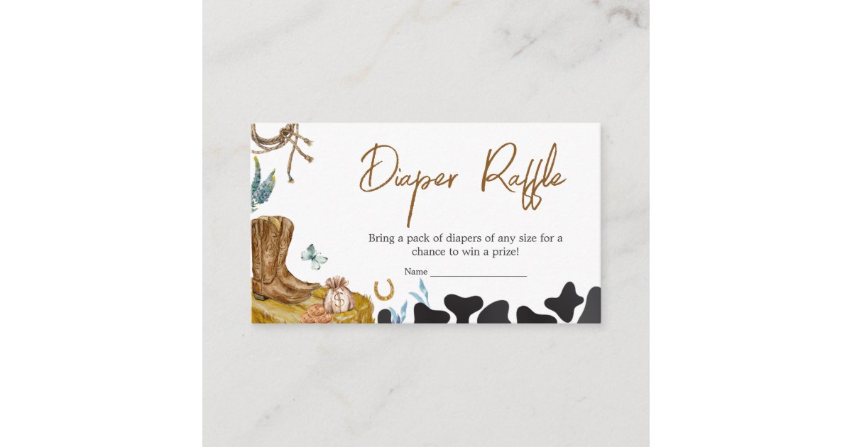Little Cowboy Baby Shower Diaper Raffle Enclosure Card | Zazzle