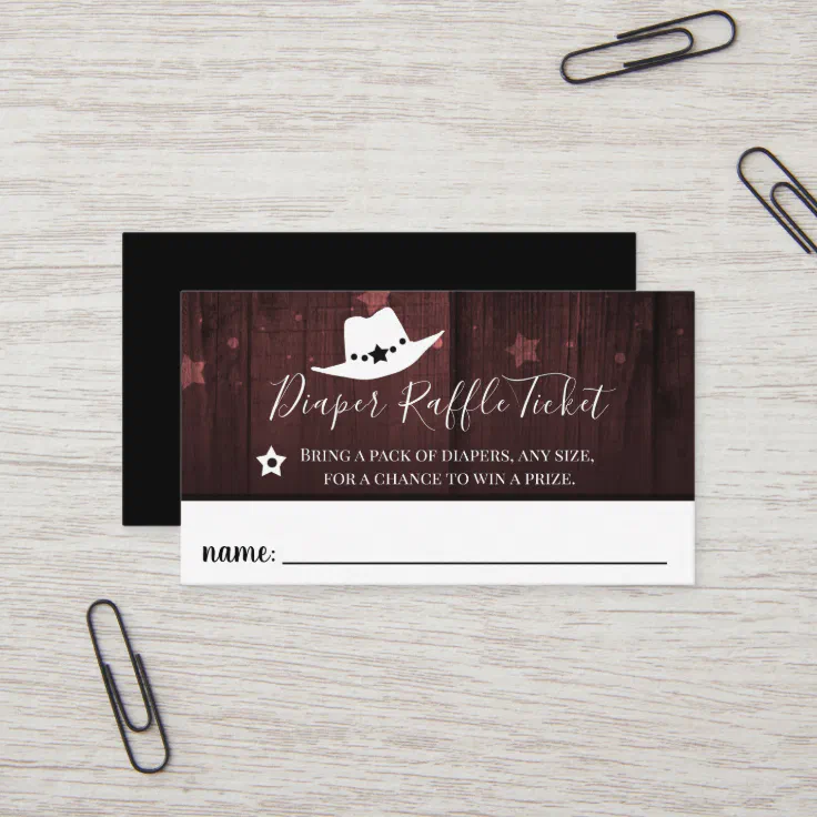 Little Cowboy Baby Shower Diaper Raffle Ticket | Zazzle
